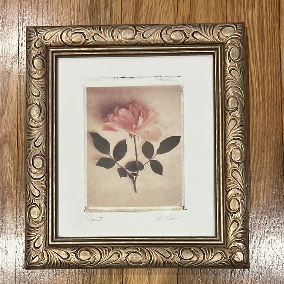 Art | Framed Rose Art Print With Ornate Gold Frame | Poshmark